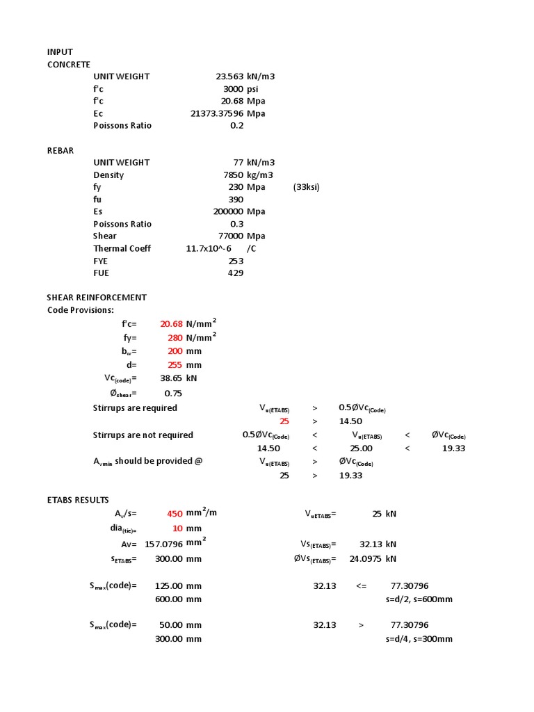 ETABS INPUT Data | PDF