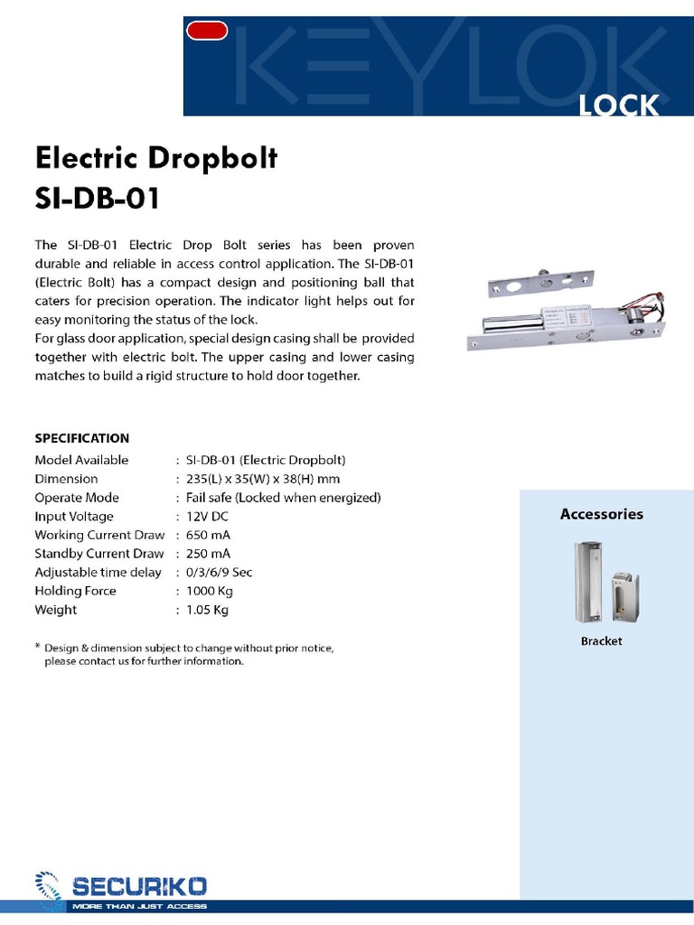 Electric Dropbolt Si DB 01-018d1-3719 459 | PDF