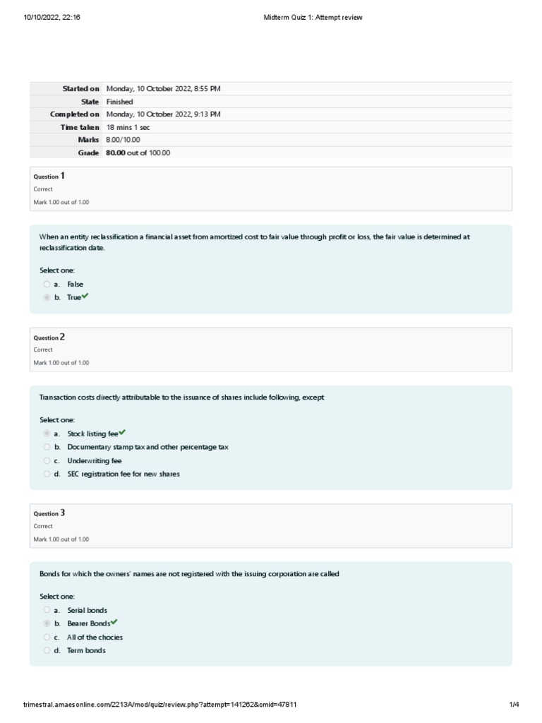 ACTG6497 - Midterm Quiz 1 - Attempt Review | PDF | Bonds (Finance ... ACTG6497 - Midterm Quiz 1 - Attempt Review | PDF | Bonds (Finance ...