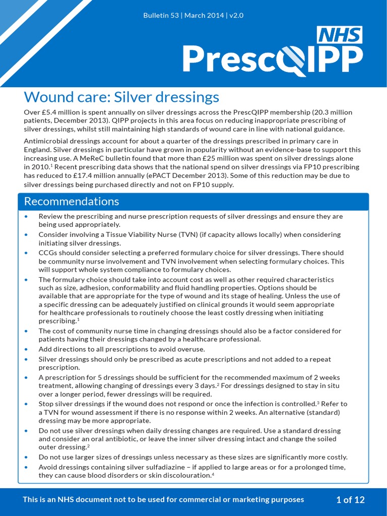 Silver Dressings in Wound Care Guidelines | PDF | Clinical Medicine ...