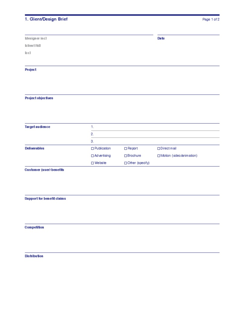 RGD Handbook 2021 Forms Client Design Brief SP | PDF