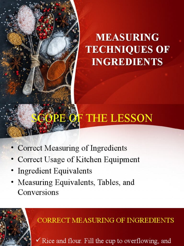 Ama Cook Module 4 Measuring Techniques of Ingredients | PDF | Cooking ...
