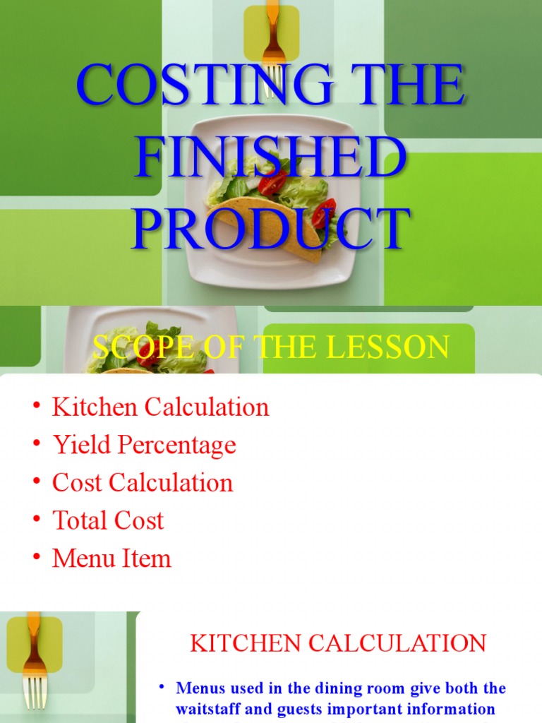 Ama Cook Module 5 Costing The Finished Product | PDF | Cooking, Food & Wine
