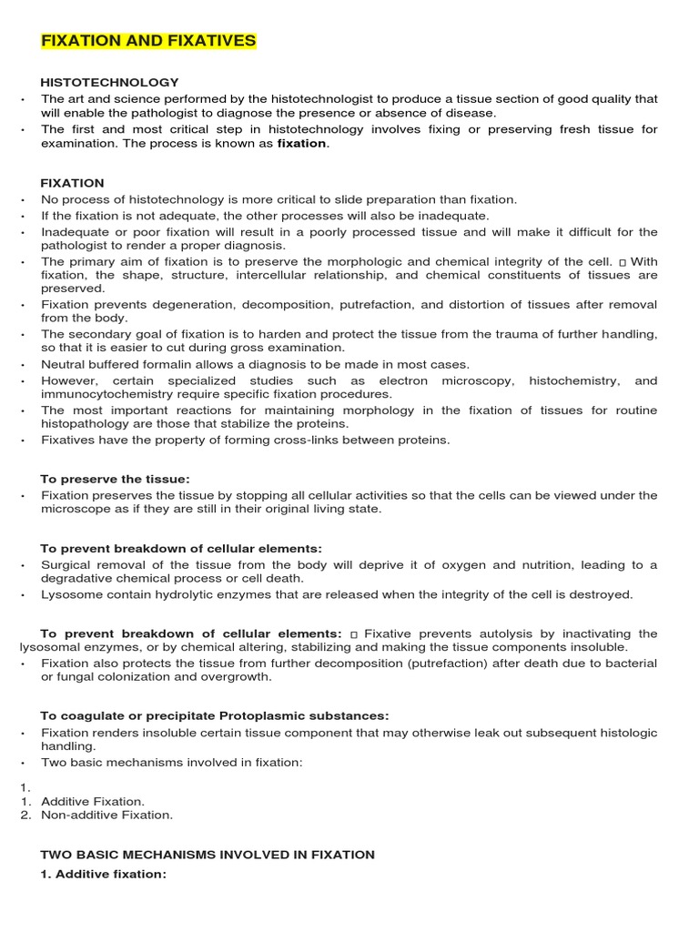 Fixation Decal Dehy | PDF | Fixation (Histology) | Staining