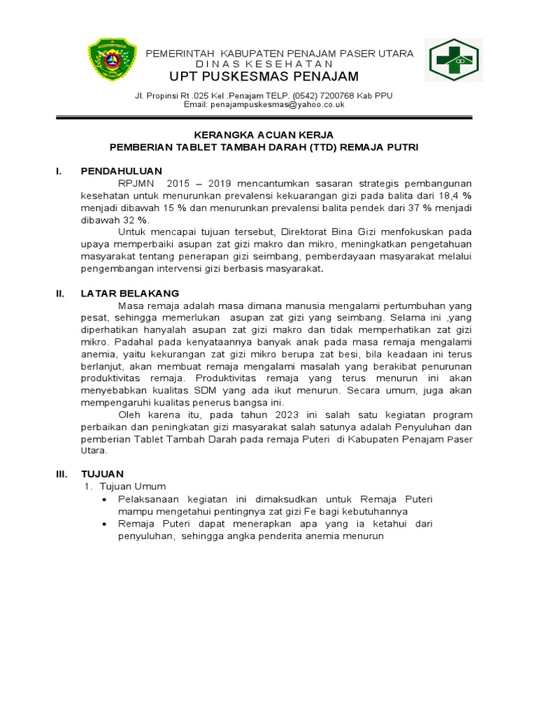 KAK Pemberian TTD Rematri | PDF | Ilmu Sosial