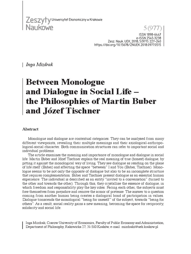 Between Monologue and Dialogue in Social | PDF | Truth | Dialogue