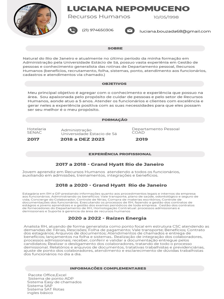 Currículo Luciana | PDF | Gestão de recursos humanos | Business