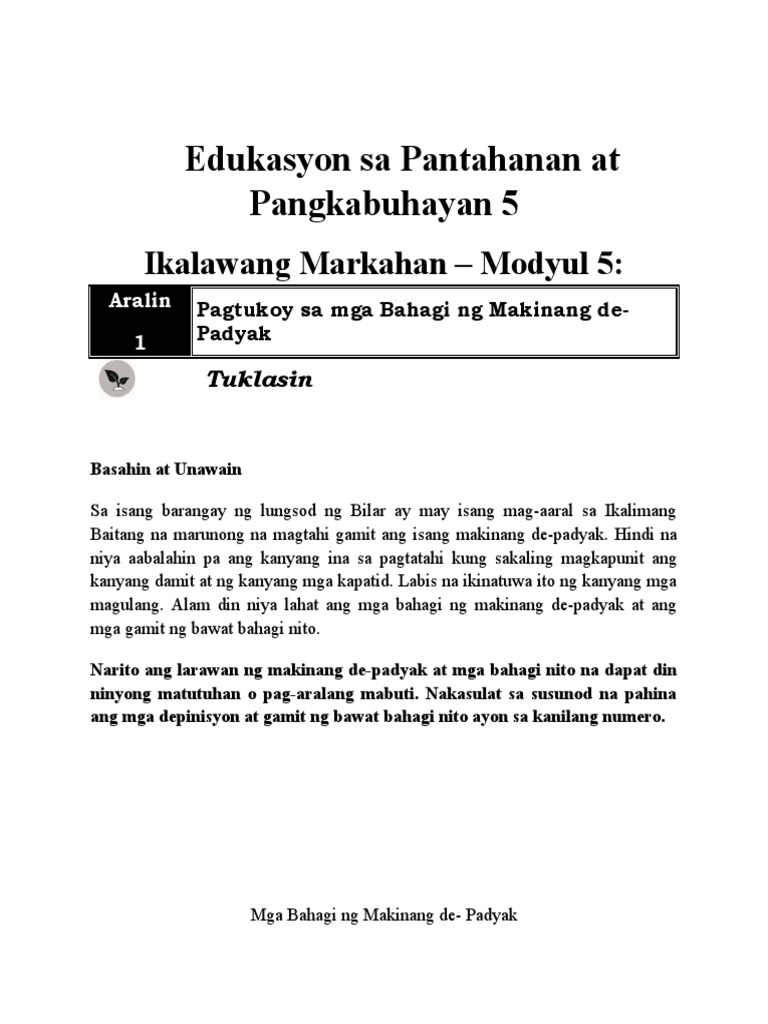 Edukasyon sa Pantahanan at Pangkabuhayan 5-q2-w5-edited | PDF