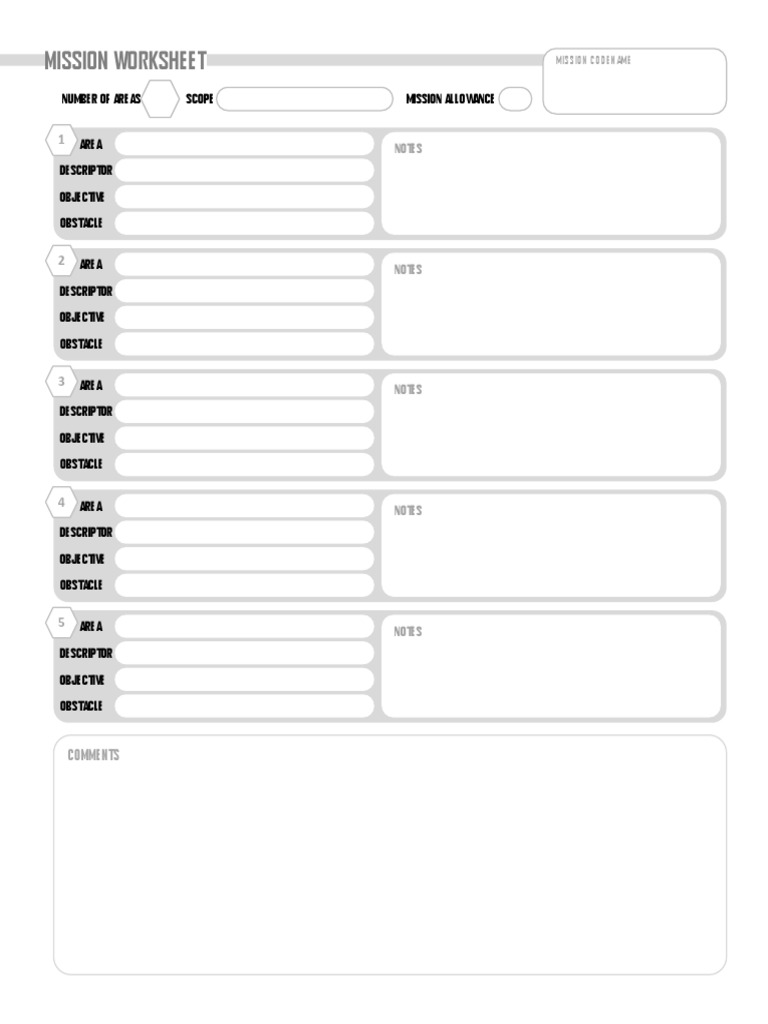 Covert Ops - Mission Generation Worksheet | PDF