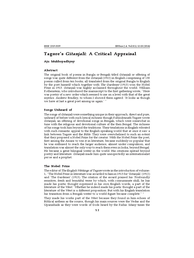 2 Aju Mukhopadhyay Tagore's Gitanjali | PDF