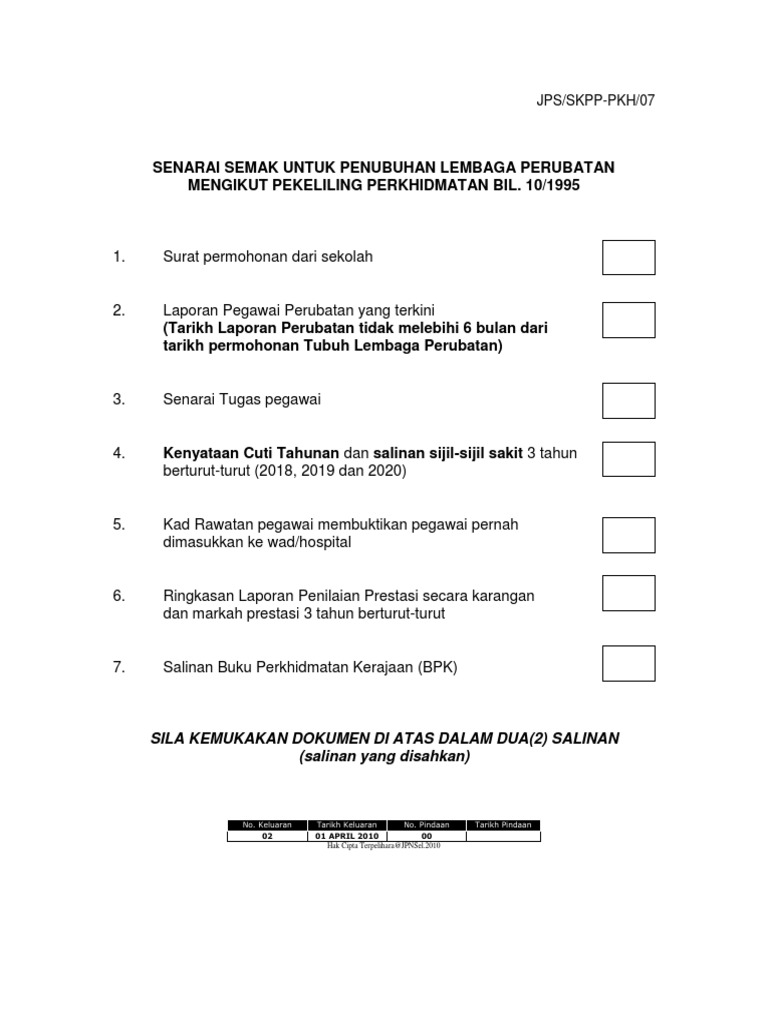 Senarai Semak Untuk Penubuhan Lembaga Perubatan | PDF