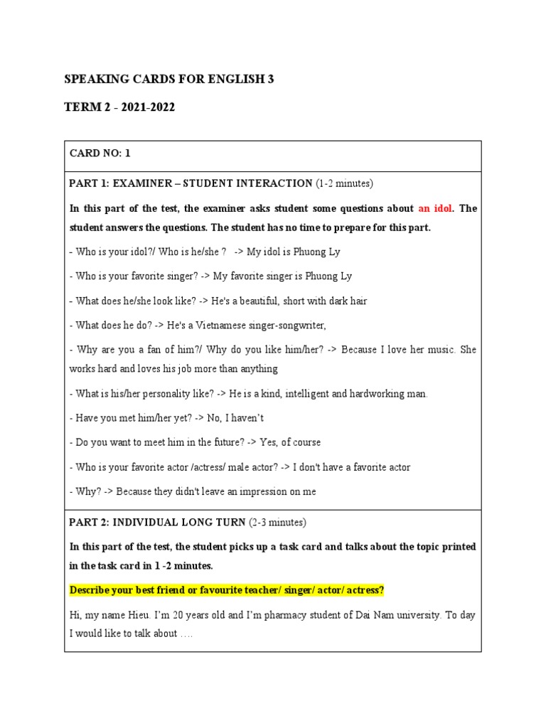E3 - Students' Speaking Cards | Download Free PDF | Online Shopping