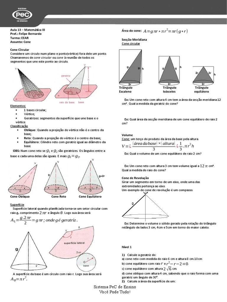 Aula 13 Eear Mat 3 Cones 280520 | PDF | Triângulo | Formas geométricas