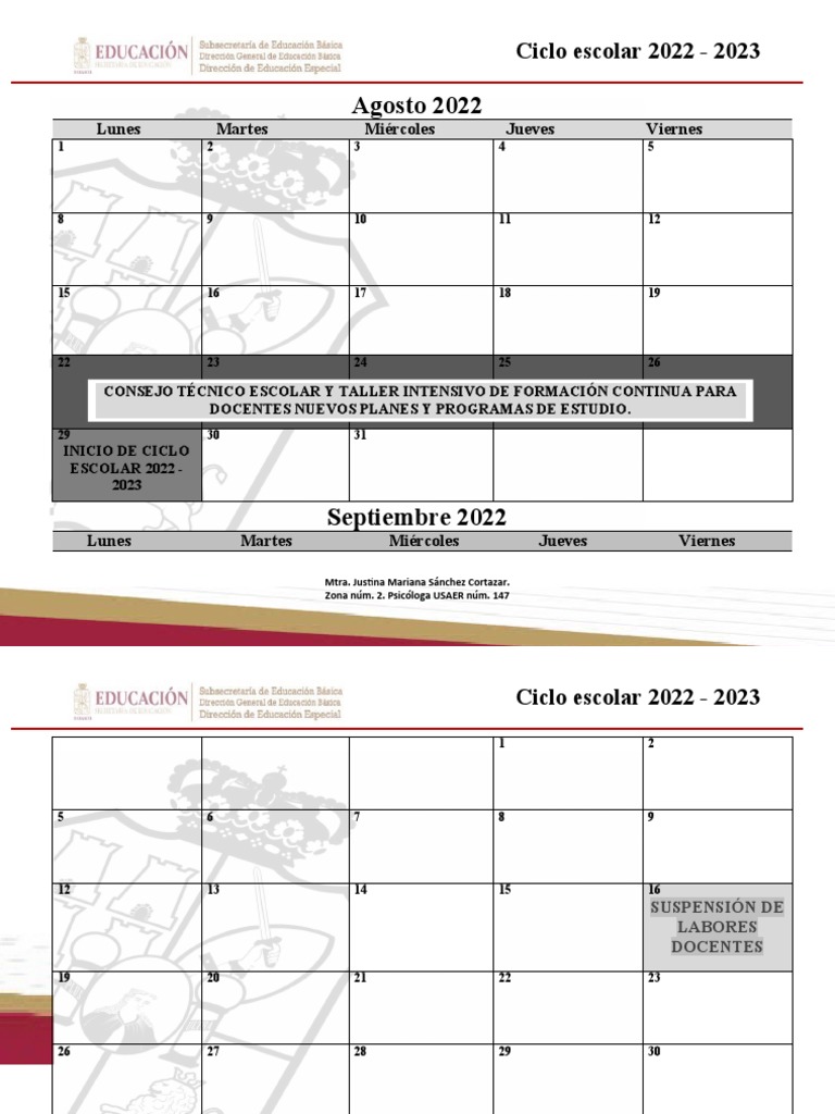 Agenda 2022 - 2023 USAER 147 | PDF