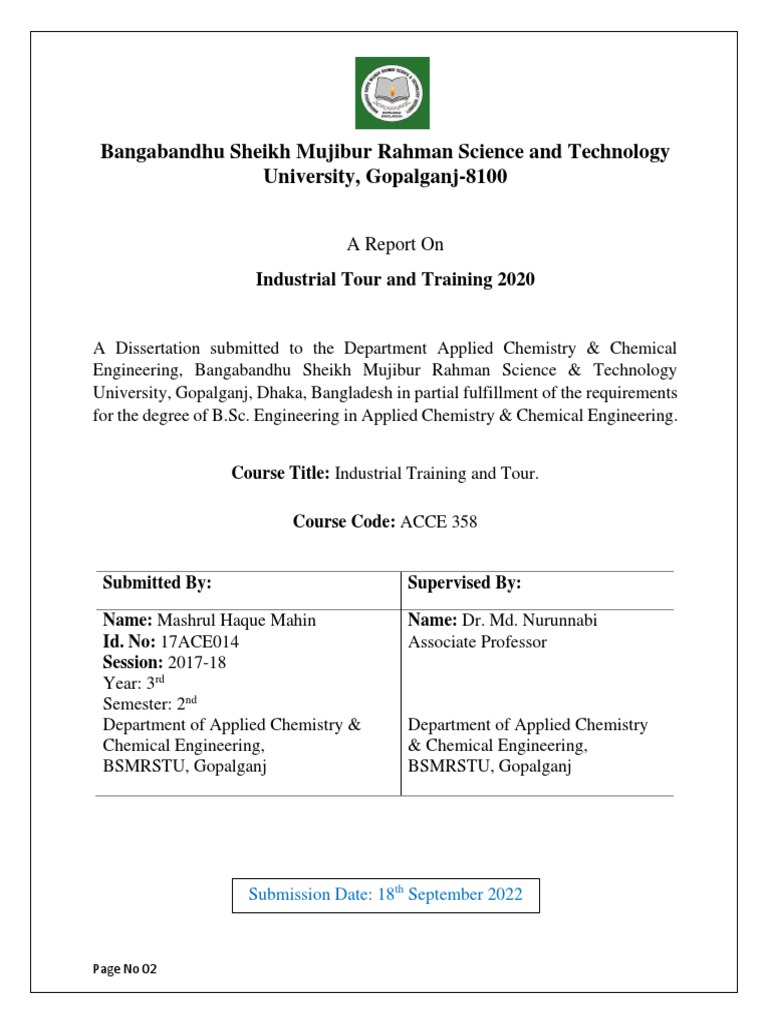 Industrial Tour Report 2020 BSMRSTU | PDF