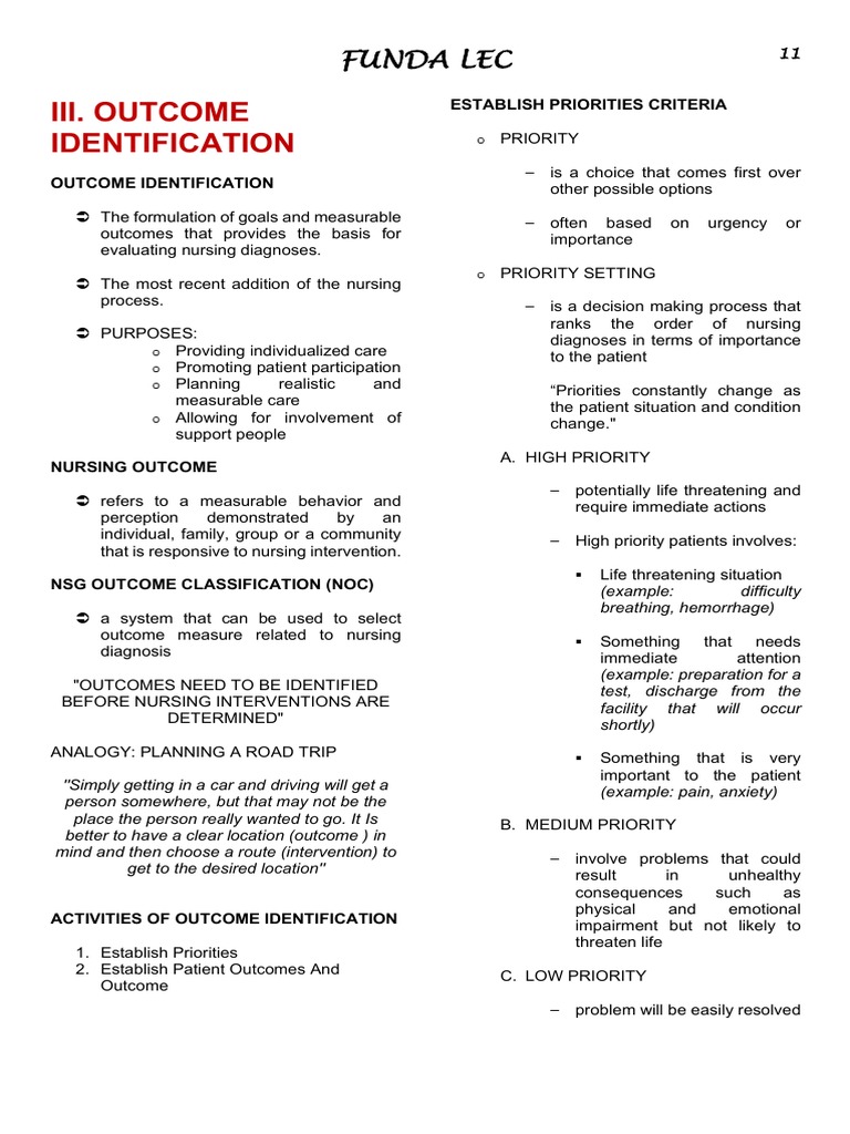 Outcome Identification | PDF | Nursing | Evaluation