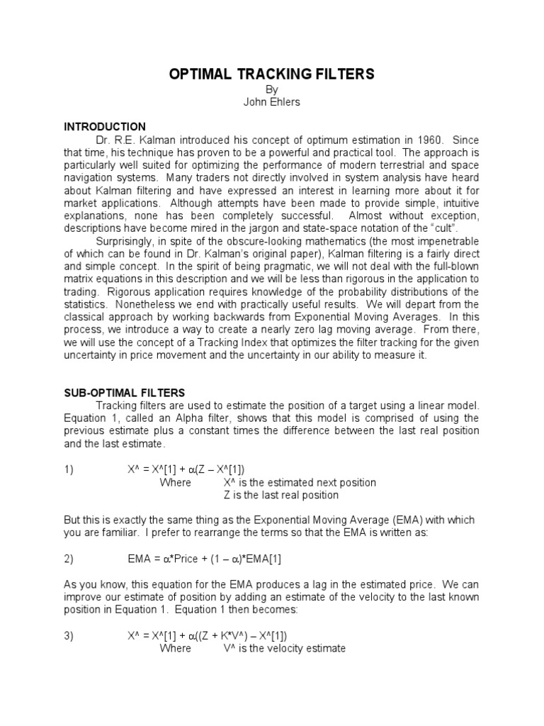 Optimal Tracking Filter Techniques | PDF
