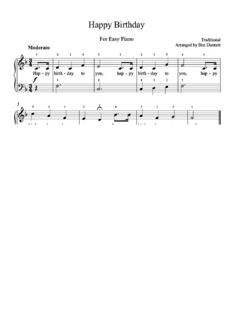 Happy Birthday (Music Sheet) | PDF