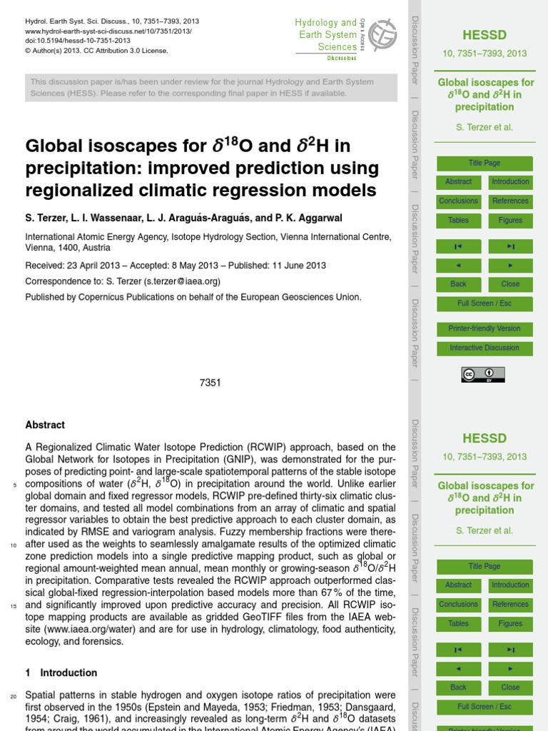 Global Isoscapes For D18o and d2H in Precipitation | PDF | Dependent ...
