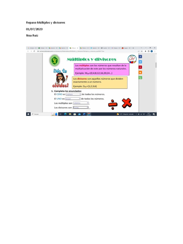 Múltiplos y Divisores | PDF