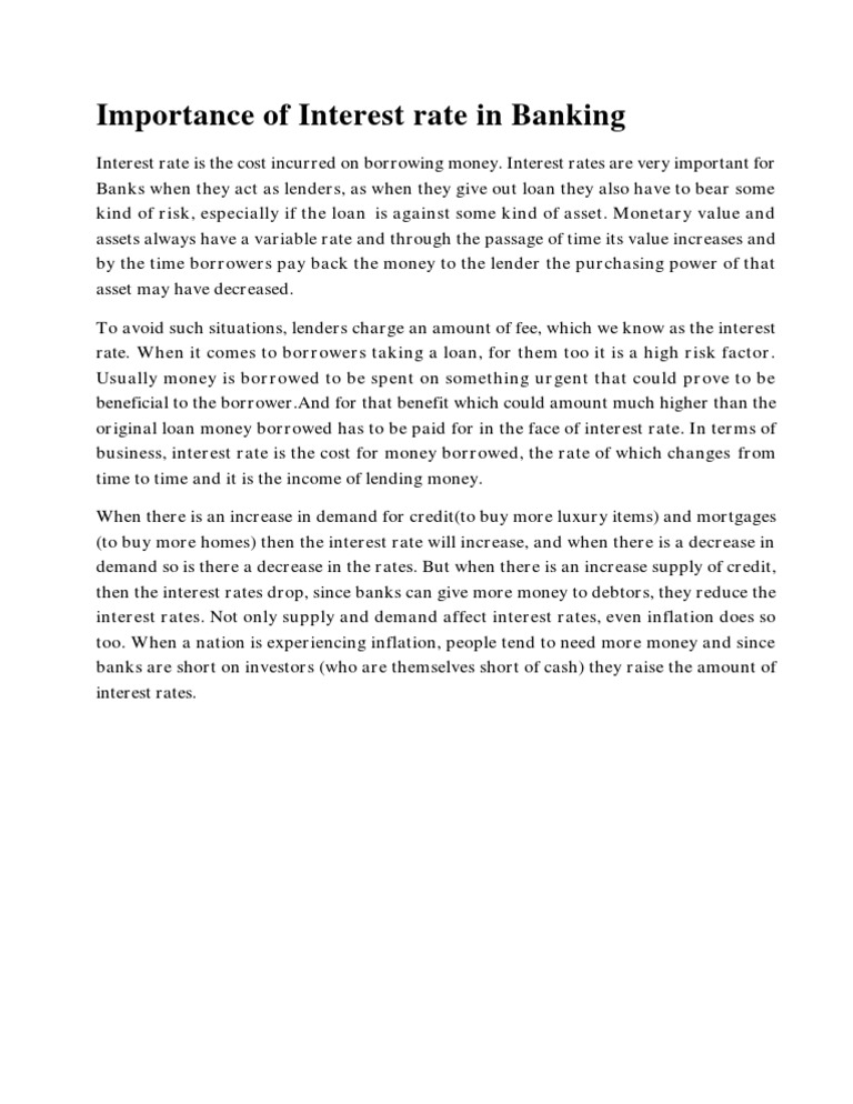 Role of Interest Rates in Banking | PDF