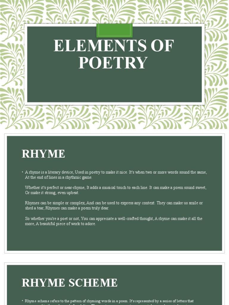 Elements of Poetry | PDF | Poetry | Metre (Poetry)