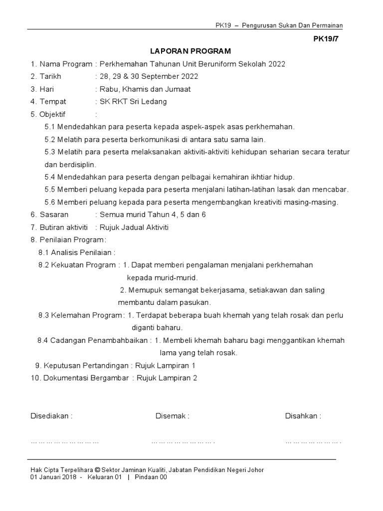 Laporan Perkhemahan 2022 | PDF
