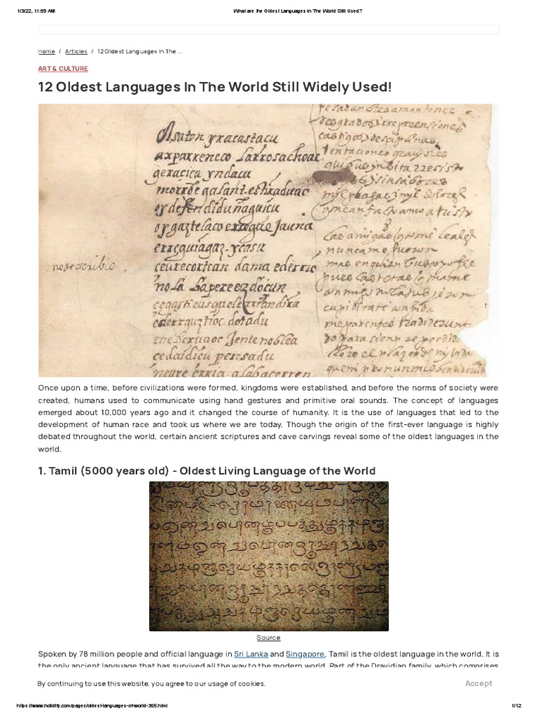 What Are The Oldest Languages in The World Still Used | PDF | Tamil ...
