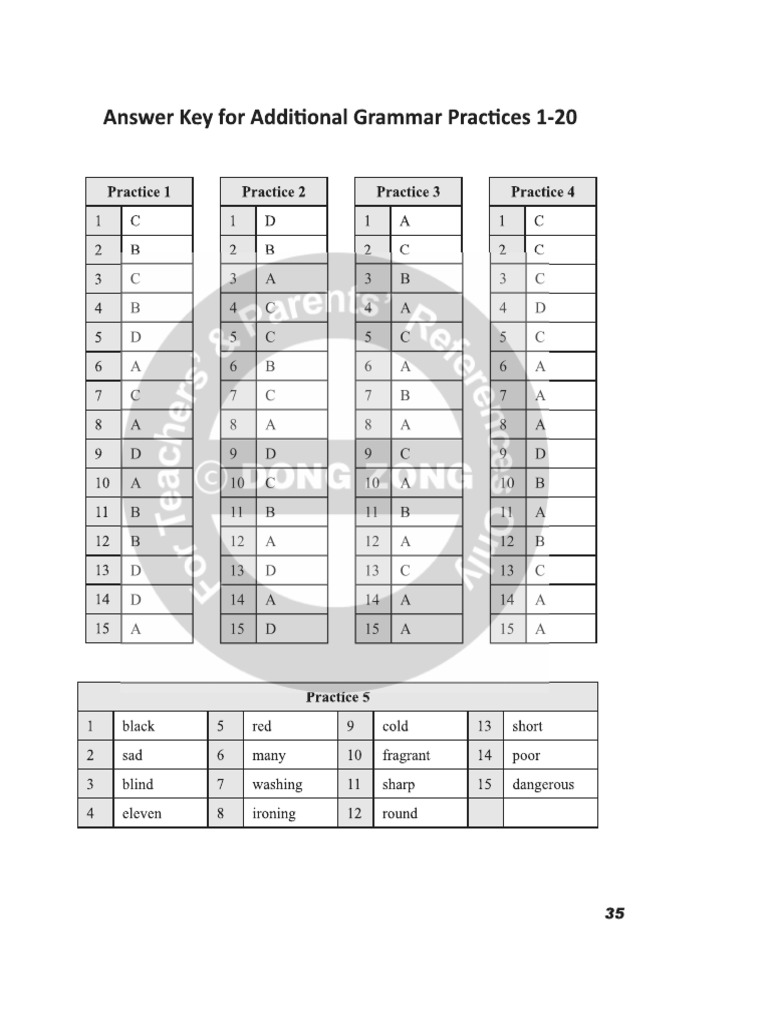uec junior grammar answers | PDF