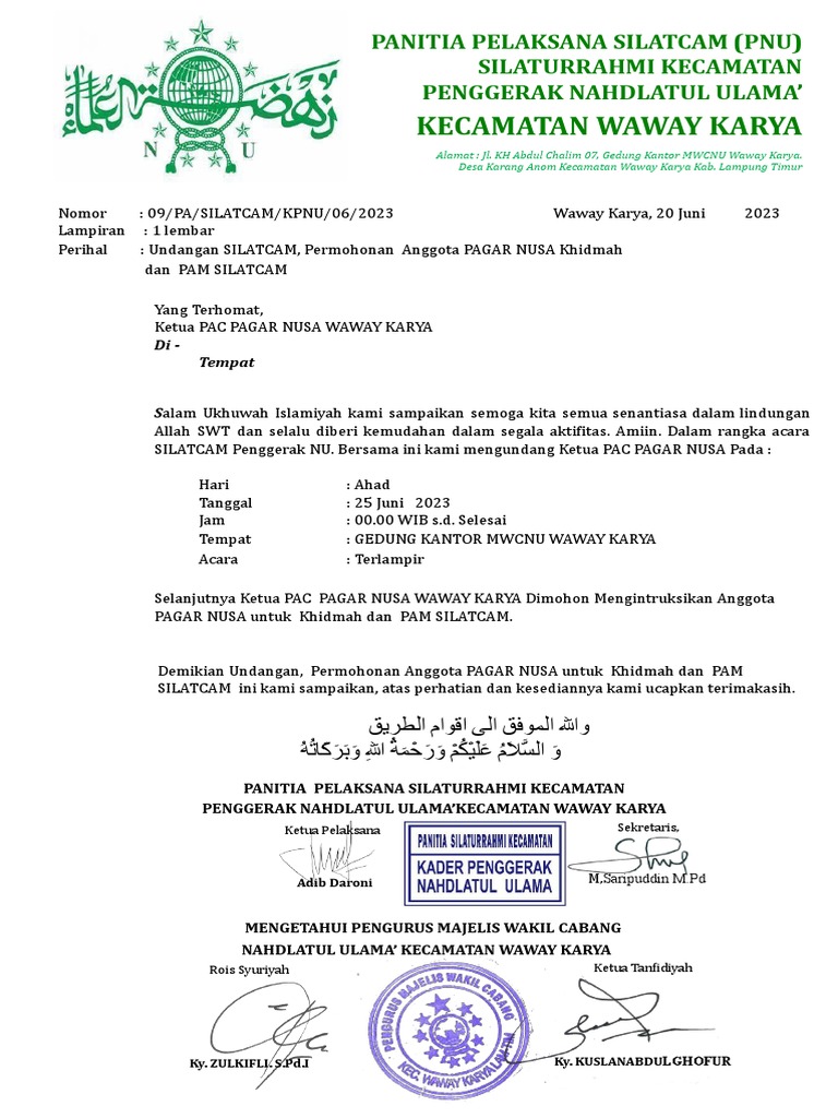 UNDANGAN KE PAC Pagar Nusadocx | PDF