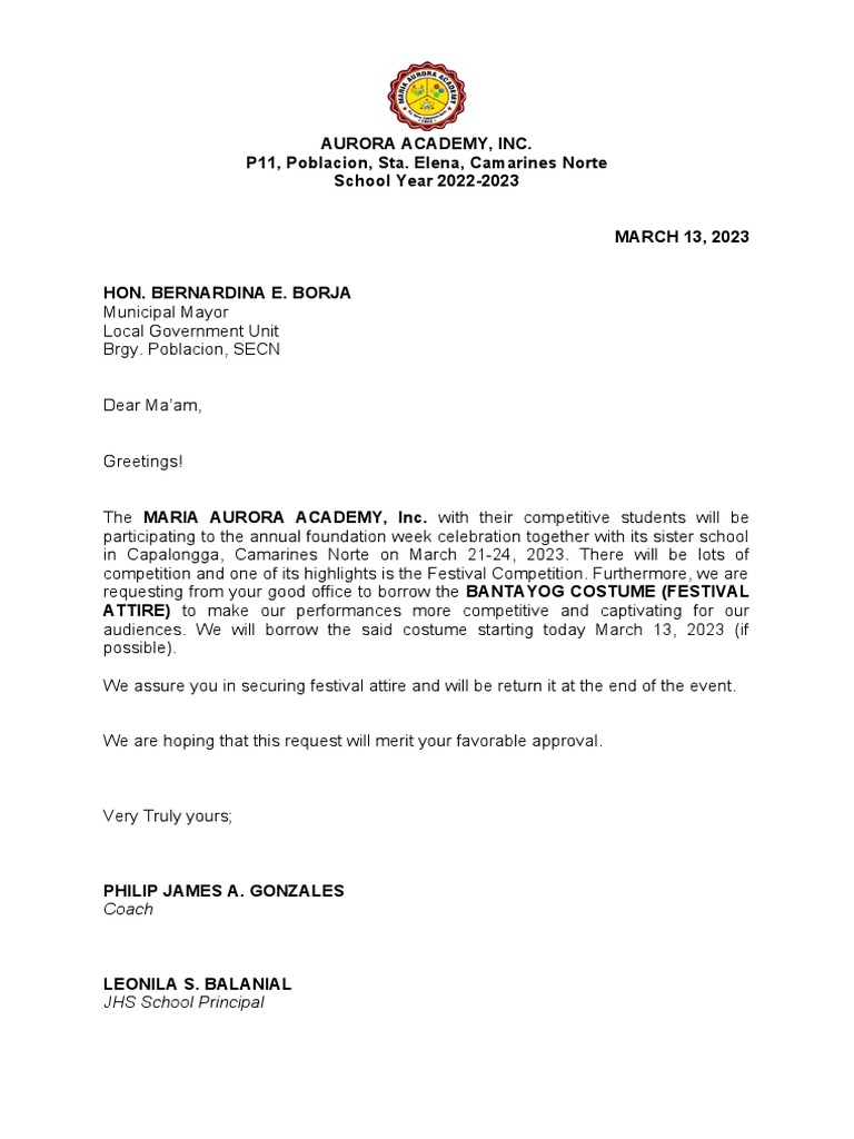 Request Letter Municipal Mayor | PDF