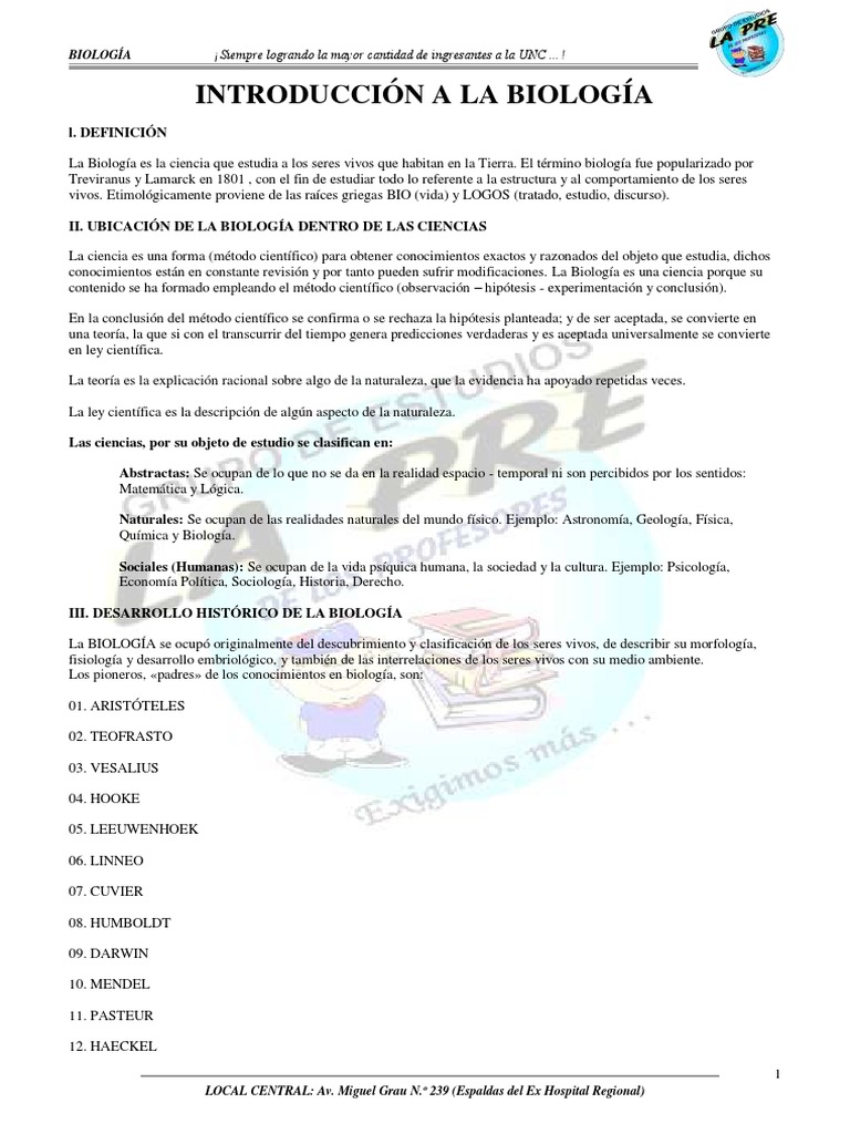 Introducción a La Biología-2 | PDF