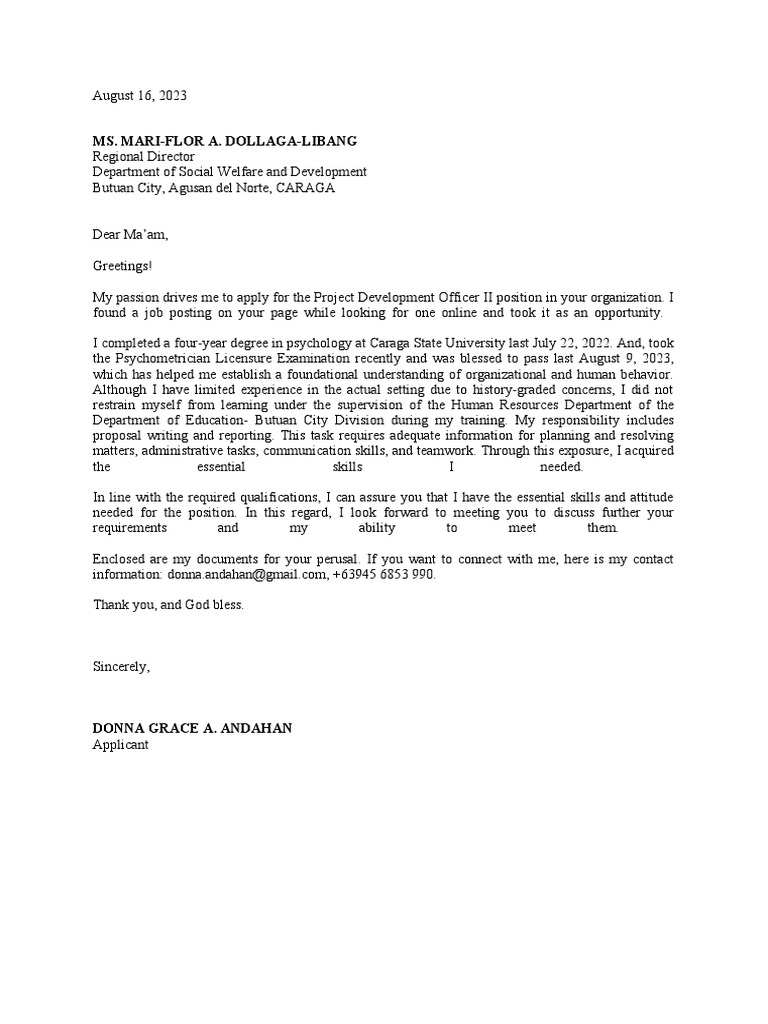 Application Letter Sample | PDF