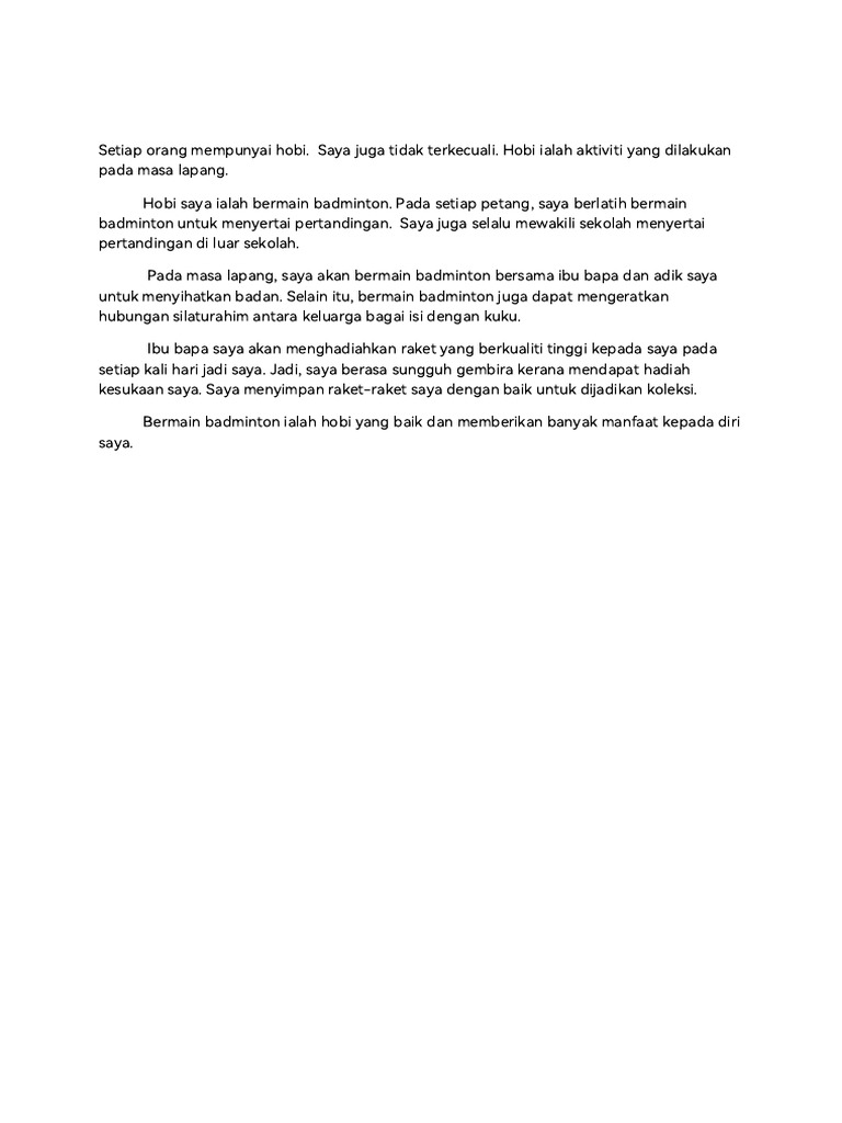 Hobi Kegemaran Saya | PDF