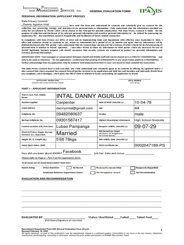 IPAMS+General+Evaluation+Form | PDF
