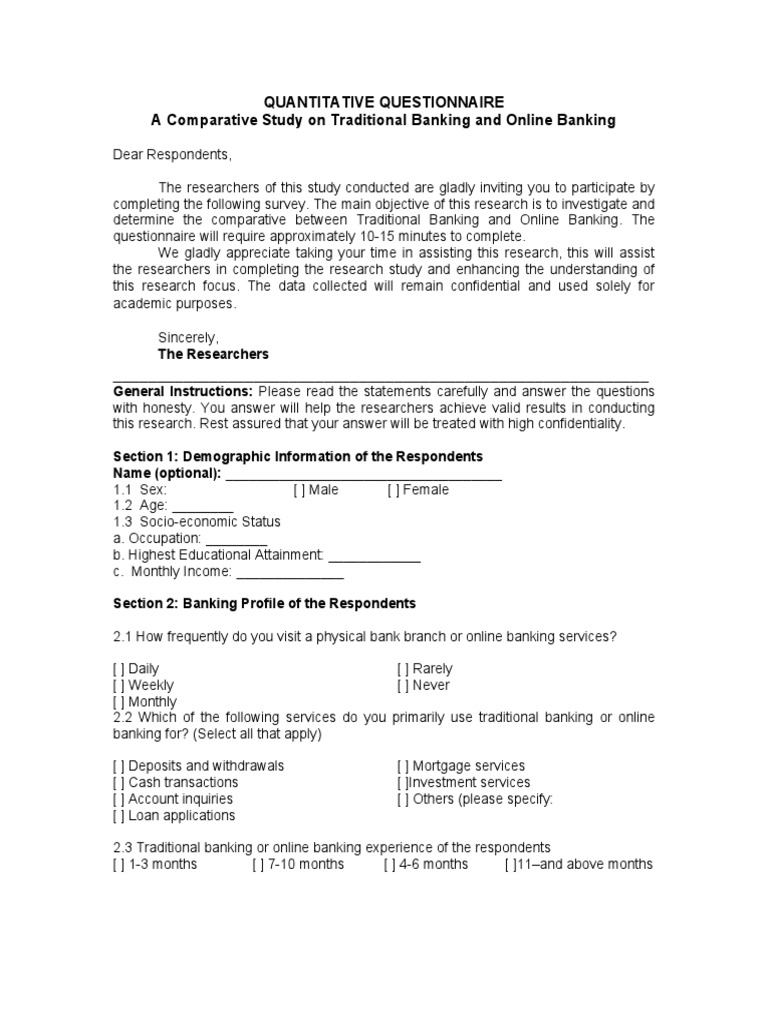 Quantitative Questionnaire III | PDF | Online Banking | Banks & Banking