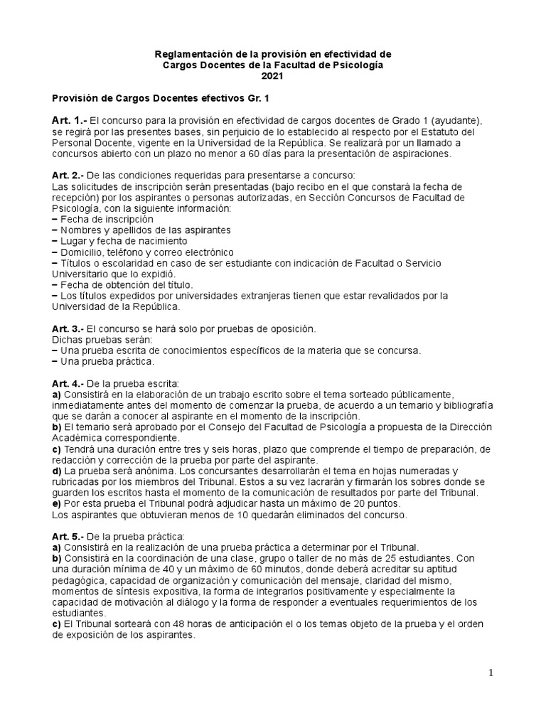 Reglamentación Provisión en Efectividad FP | PDF