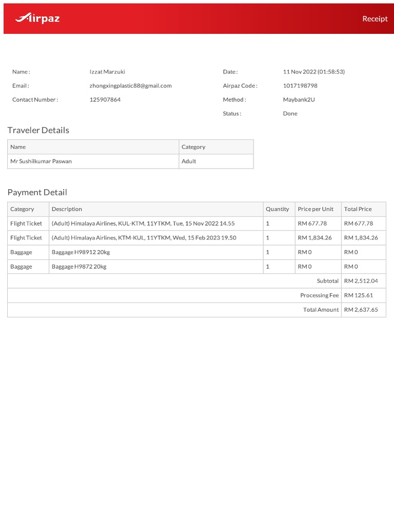 Sushil Receipt | PDF