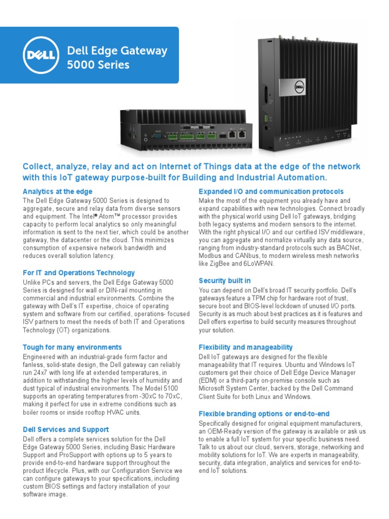 Spec Sheet Dell Edge Gateway 5000 Series | PDF
