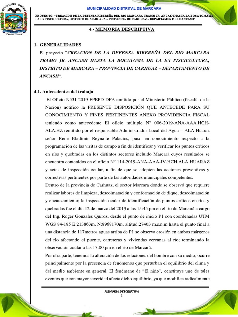 Defensa Ribereña Río Marcara, Ancash | PDF | Viajes y turismo