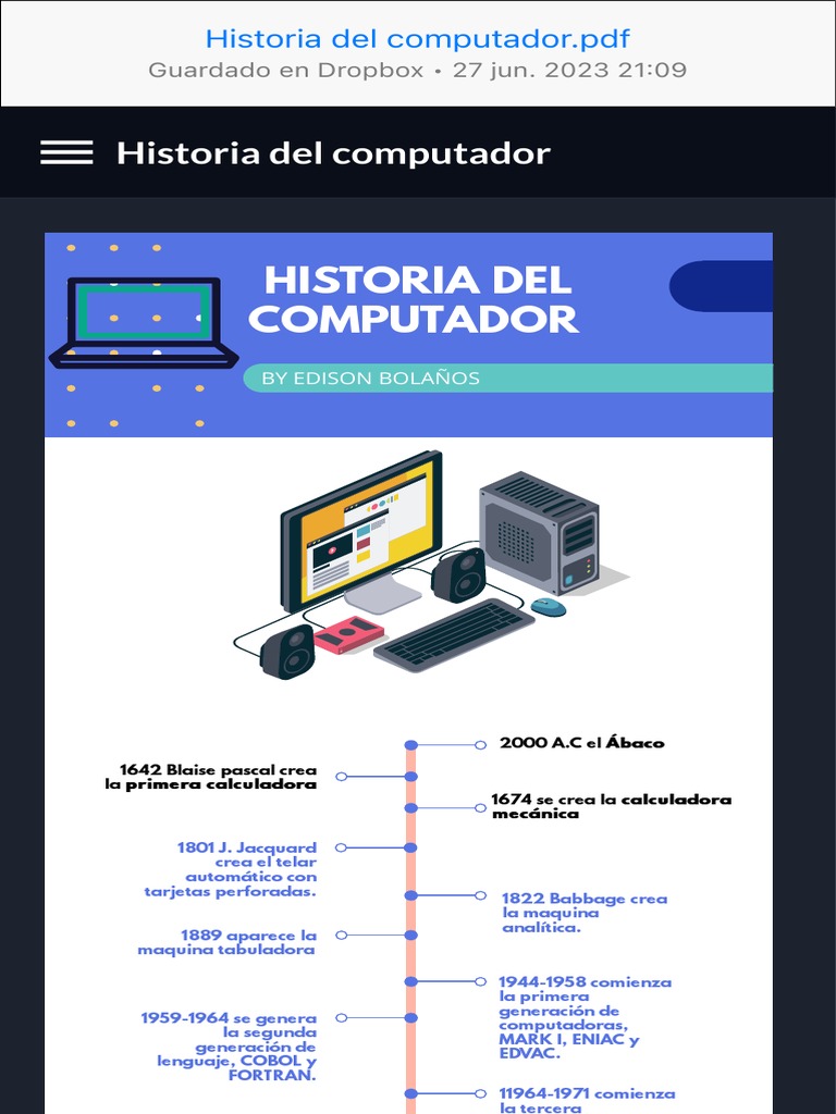 Evolución del Computador en Línea de Tiempo | PDF | Ingeniería ...