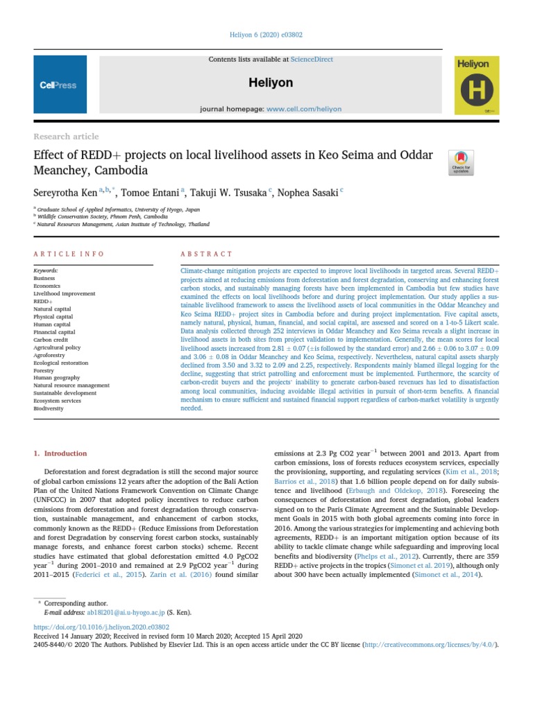 Cambodia REDD+projects Research 2020 | PDF