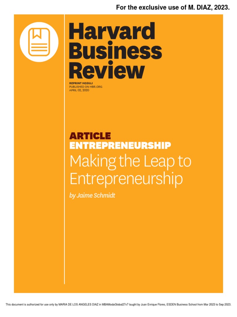 Making The Leap To Entrepreneurship: Article | PDF | Self-Improvement