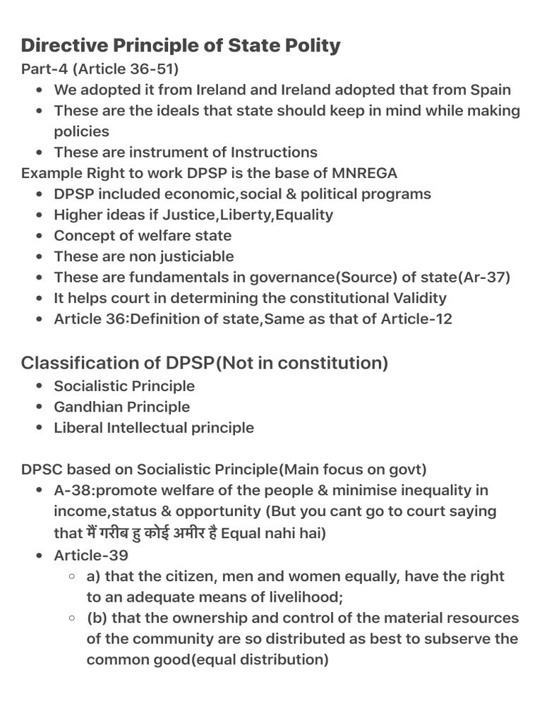 Directive Principle of State Polity | PDF
