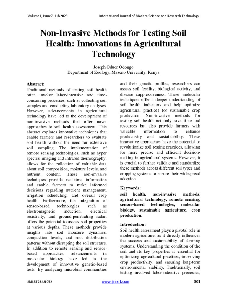 Non-Invasive Methods For Testing Soil Health Innovations in ...