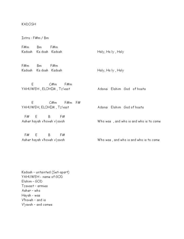 Kadosh Lyrics and Meaning | PDF | Names Of God In Judaism | Ancient ...