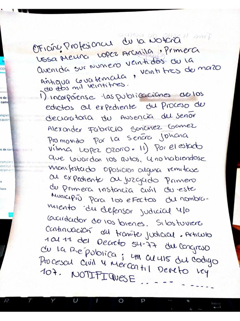 Solictud De Remisión Del Expediente Añ Juzgadp Dd Primera Instancia