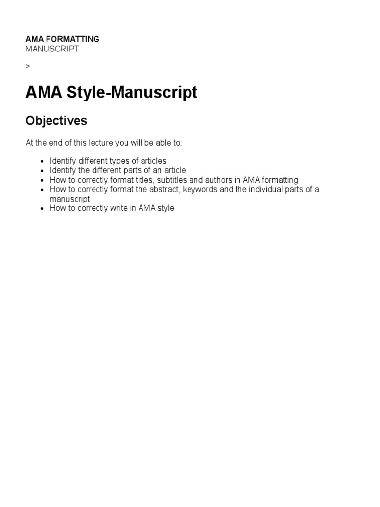 Ama Formatting Manuscript | PDF