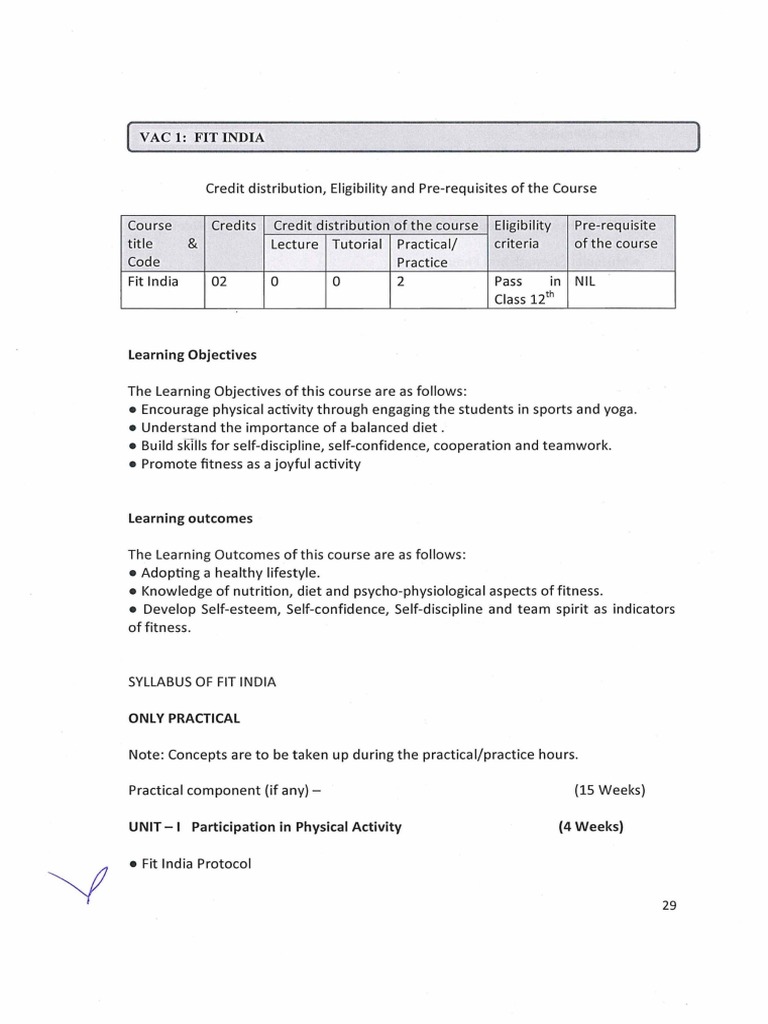 Syllabus Fit IndIa VAC Sem III | PDF