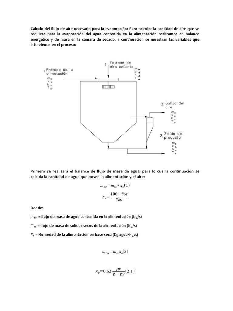 Cálculo del flujo de aire para secado | PDF